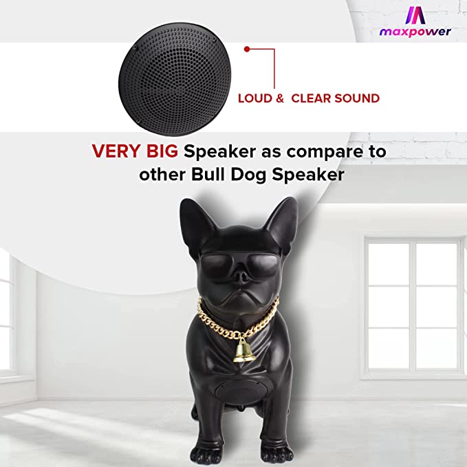 MD566- Wooof Frenchie bull dog big size speaker with glasses & gold ch ...